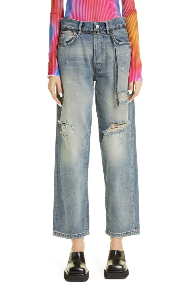 Acne Studios 1991 Toj Detroit Ripped Loose Fit Jeans - Mid Blue